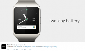 Sony เกทับ Apple Watch แบตเตอรี่ Smartwatch 3 อยู่ได้นานถึง 2 วัน