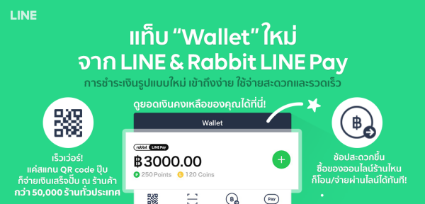 LINE เปิดตัวบริการ “Wallet” กระตุ้นการเติบโต Rabbit LINE Pay