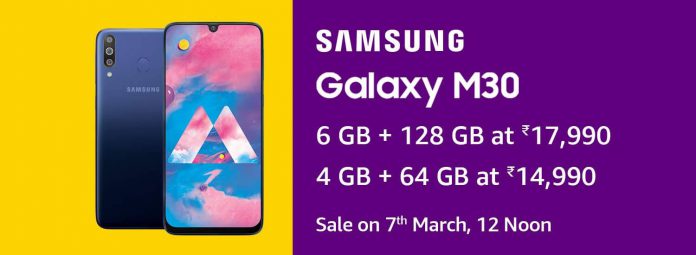 Samsung Galaxy M30 กล้องหลัง 3 ตัว และแบต 5000mAh ถูกมาก 6,590 บาท