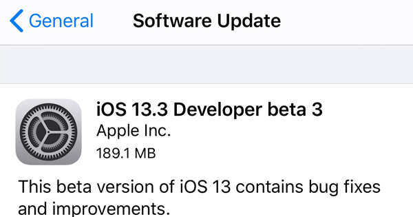 Apple ปล่อยอัปเดท iOS 13.3 Beta 3 และ iPadOS 13.3 beta 3 ให้นักพัฒนาแล้วเรียบร้อย