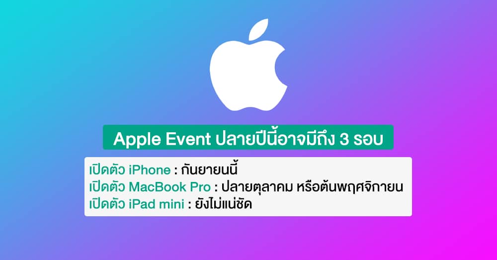 เตรียมพร้อม! Apple Event เปิดตัว iPhone อาจจัดขึ้นเดือน ก.ย. นี้ และ ...