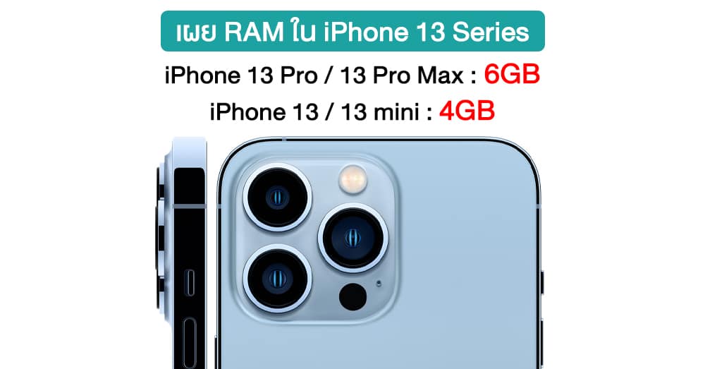 เผย RAM ใน iPhone 13 Series ให้มาเท่าเดิมเหมือน iPhone 12