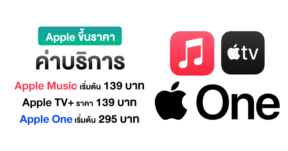 Apple ขึ้นราคา Apple Music, Apple TV+ และ Apple One ทั้งหมดทุกแพ็กเกจ