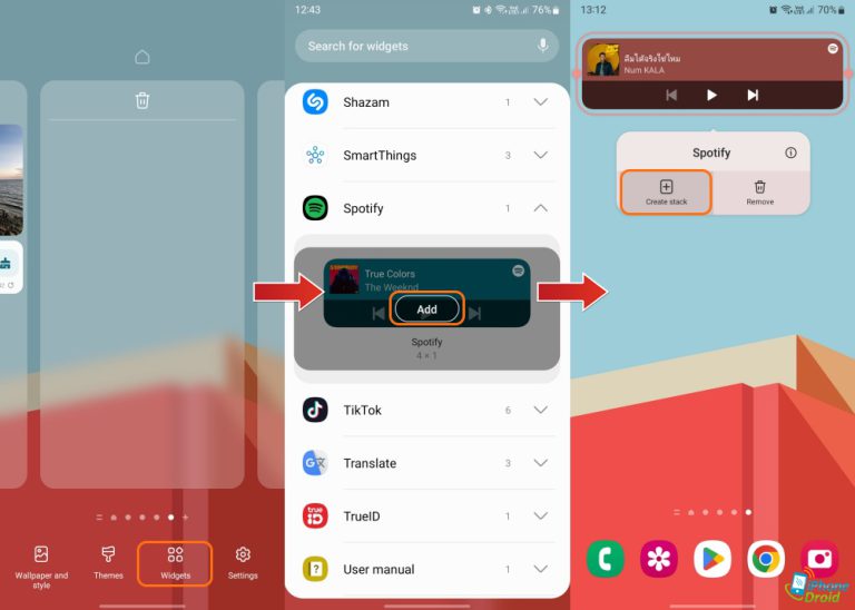 How To วิธีเพิ่ม Stack Widgets บนสมาร์ทโฟน Samsung Galaxy ที่รัน One UI 5