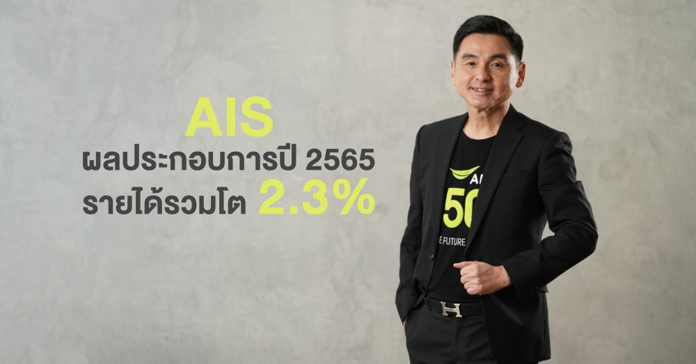 AIS เผยผลประกอบการปี 2565 รายได้รวมโต 2.3%