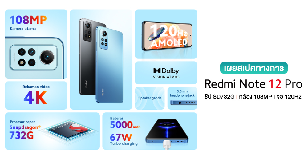 ยืนยันสเปคหลัก Redmi Note 12 Pro 4G จัดหน้าจอ AMOLED 120Hz l Snapdragon ...