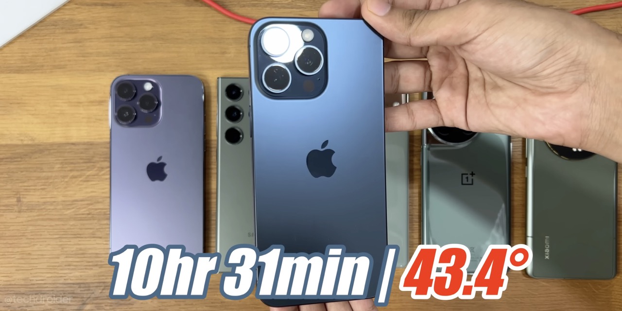 เปรียบเทียบแบตเตอรี่ iPhone 15 Pro Max vs 14 Pro Max vs S23 Ultra vs Pixel 7 Pro vs OnePlus 11 ...