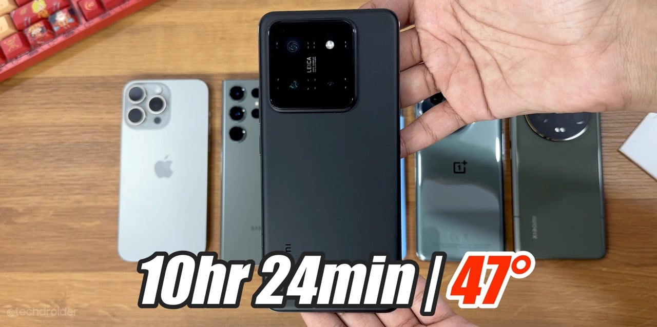 เปรียบเทียบแบตเตอรี่ Xiaomi 14 Pro vs iPhone 15 Pro Max vs S23 Ultra vs Pixel 8 Pro vs OnePlus ...